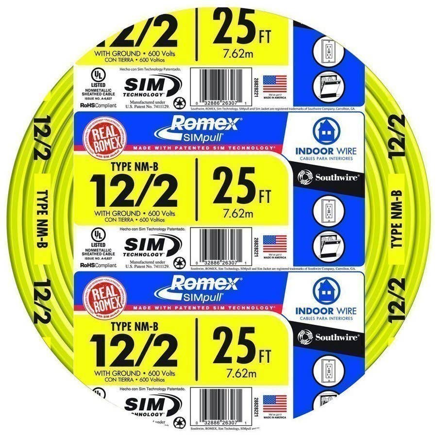 Southwire Romex SIMpull Nonmetallic Wires - 12 ga - 2 Conductor - 25'