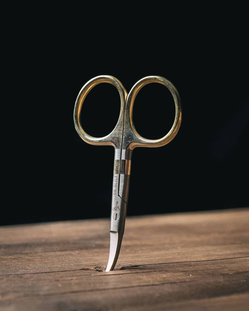 Dr. Slick Fly Tying 4"" All Purpose Gold Loop Curved Tip Scissors