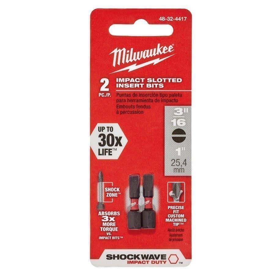 Milwaukee Shockwave™ Impact Slotted Insert Bits (2 Pk)